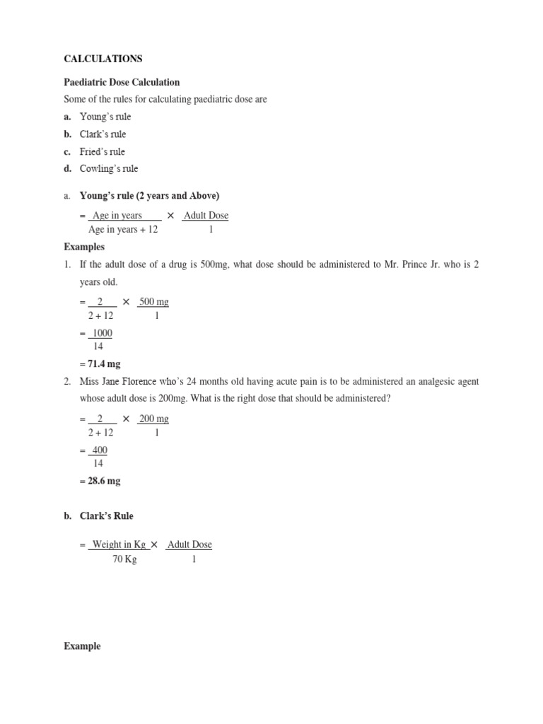 CALCULATIONS in Pharmacology | PDF | Intravenous Therapy | Dose ...