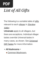 List of All Gifts - Stardew Valley Wiki | PDF | Fruit | Cuisine