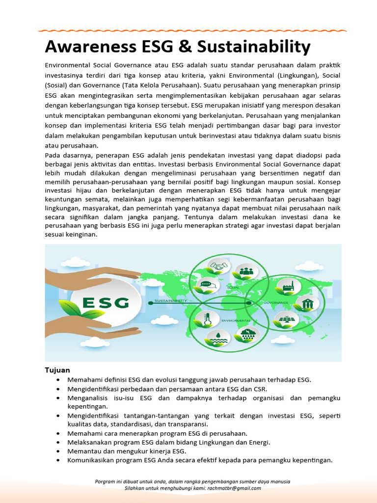 Brochure - Awareness Esg & Sustainability | PDF