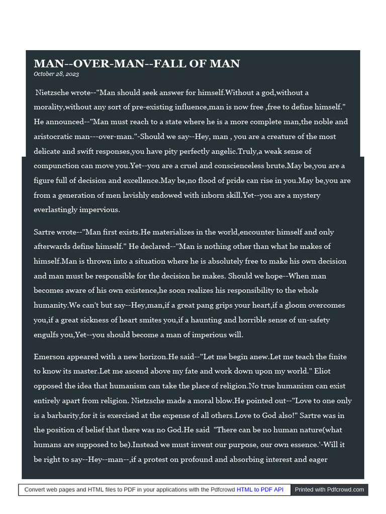 MAN - OVER-MAN - FALL OF MAN - HTML | PDF | Young Adult
