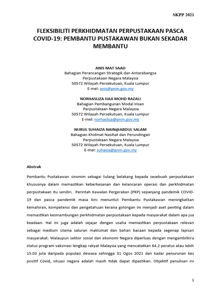 Perkhidmatan Perpustakaan Pasca Covid-19 Edit Final | PDF