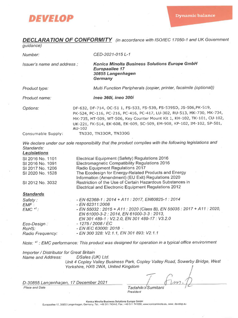 DoC015 - UK - Ineo 360i - 300i - Dec2021 | PDF