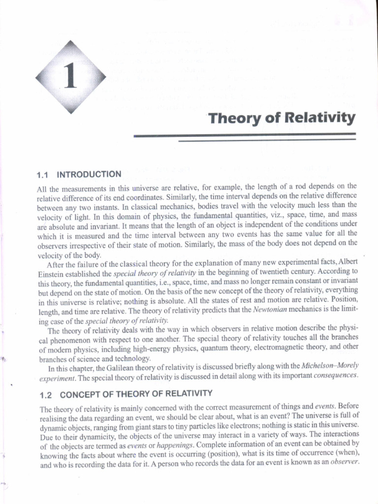 Chapter 1- Theory of Relativity | PDF