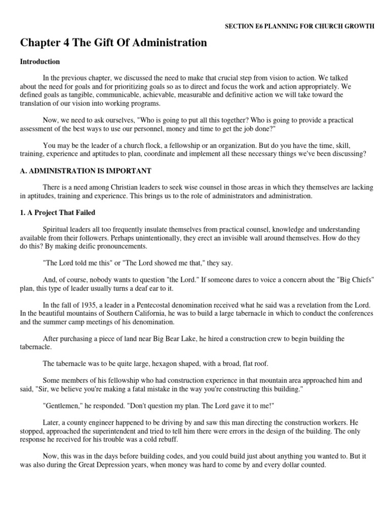 E6.4 The Gift of Administration | PDF | Acts Of The Apostles | Experience