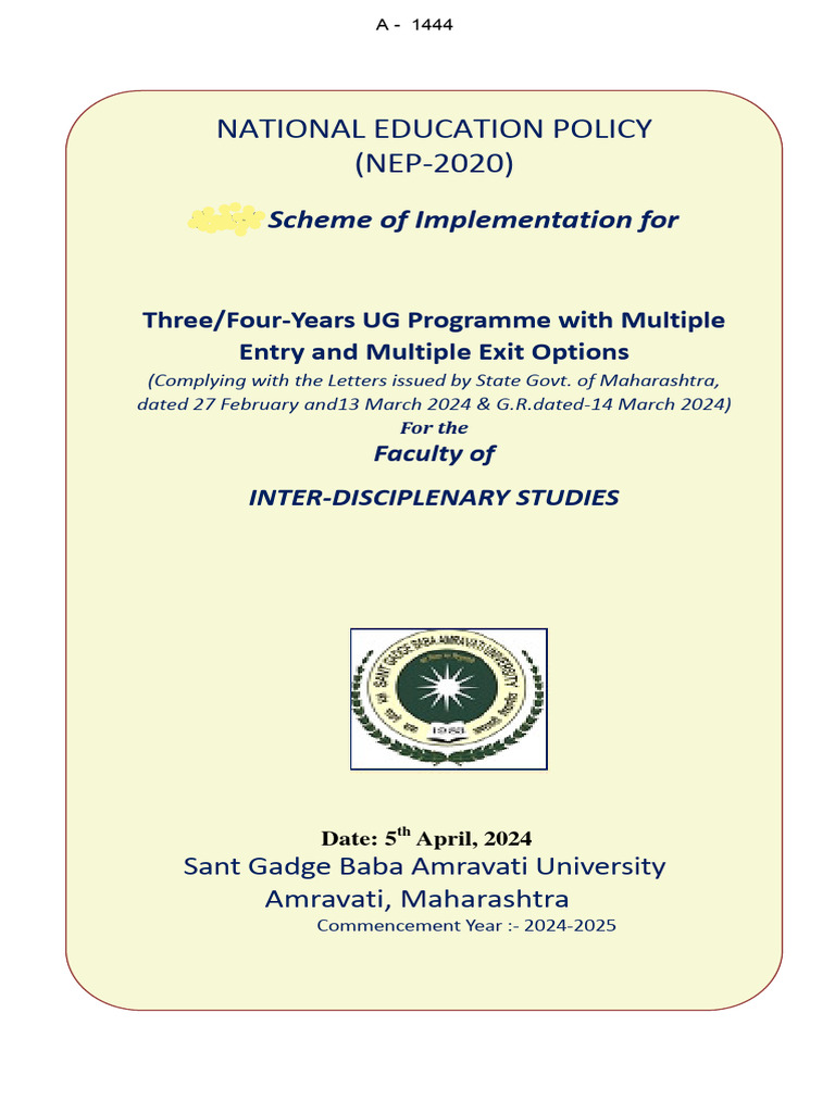 Final NEP Scheme UG in The Faculty of Inter Disciplinary Studies | PDF | Academic Degree ...