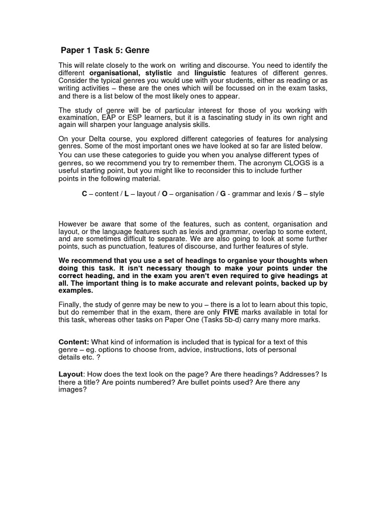 Paper1 Task5 - Genre | PDF | Clause | Comma