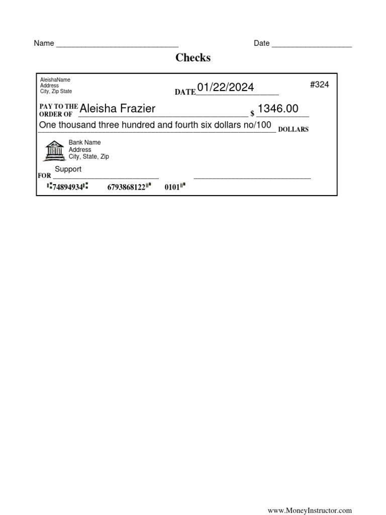 Blank Personal Check Template | PDF