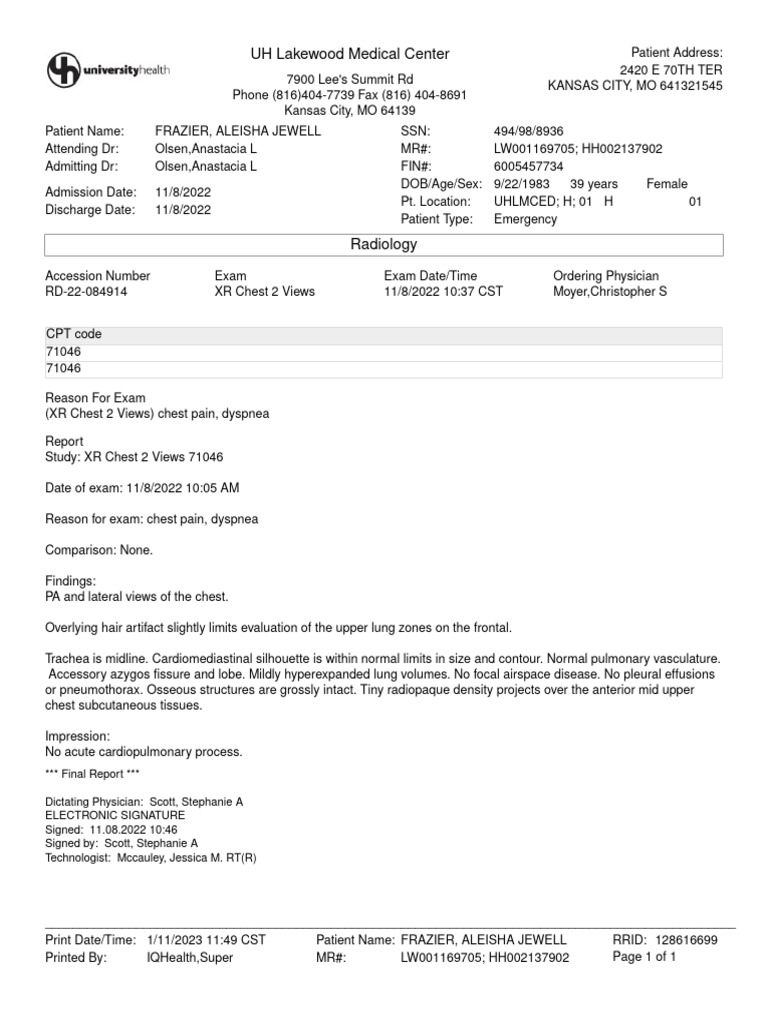 XR Chest 2 Views 11-08-2022 2 | PDF | Lung | Thorax