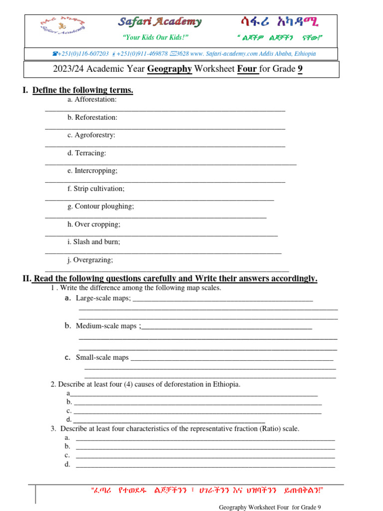 Grade 9 Geography Worksheet Four | PDF | Natural Resource Management ...