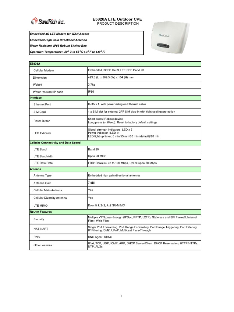 E5820A Product Description Version v1 2 | PDF | Port (Computer Networking) | Information And ...