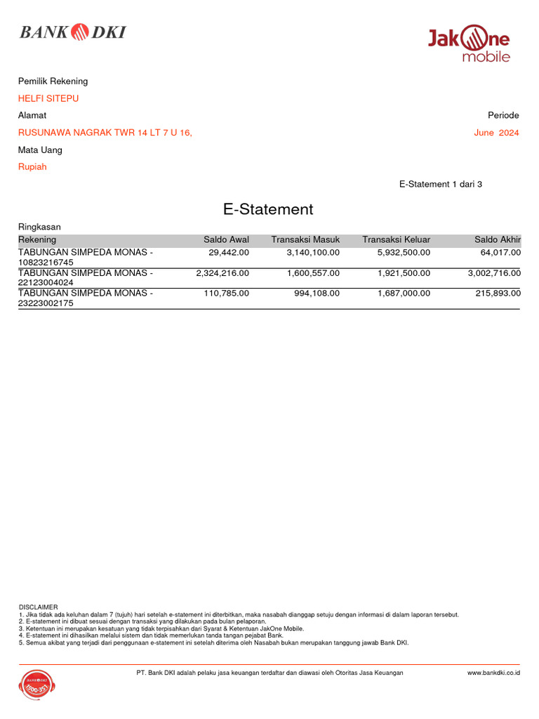 Estatement Juni 2024 Jakom 1721194116456231 | PDF