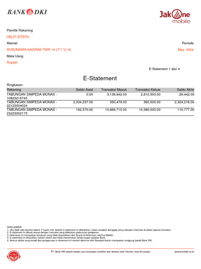 Estatement Mei 2024 Jakom 1721194194389211 | PDF