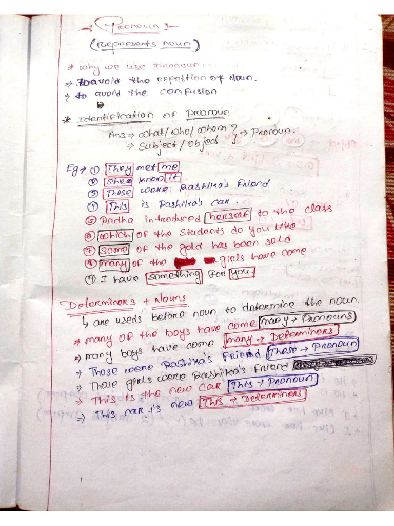 Hand Written Note in Pronoun | PDF