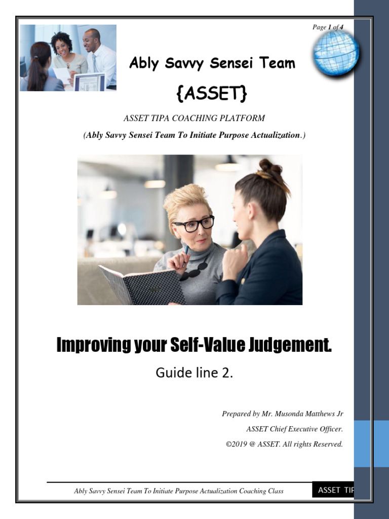 Guideline 2-Improving Your Self-Value Judgement. | PDF | Optimism ...