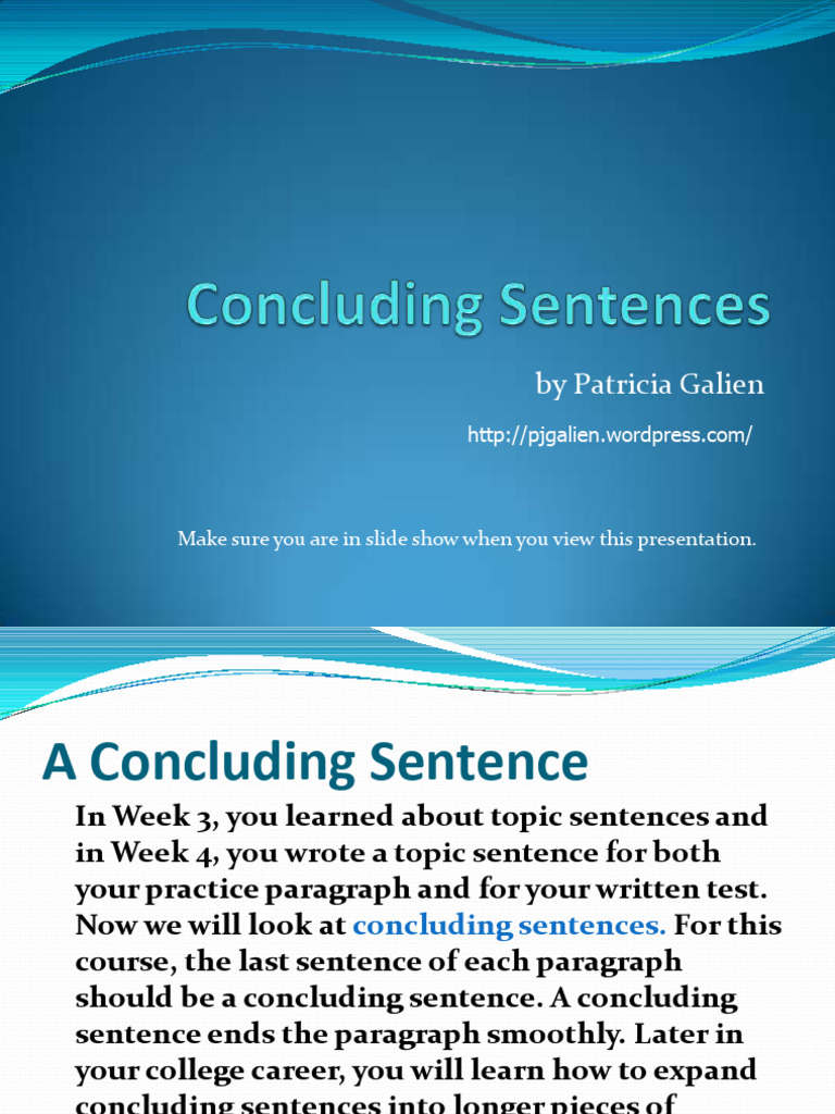 Concluding Sentences Guide | PDF