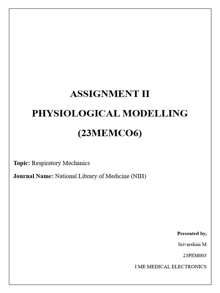 PHYSIOLOGICAL MODELLING ASS | PDF | Lung | Respiratory System