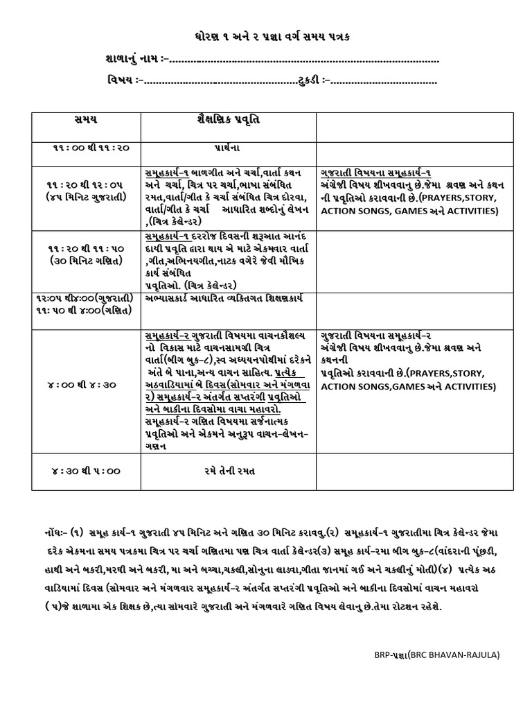Pragna Time Table | PDF