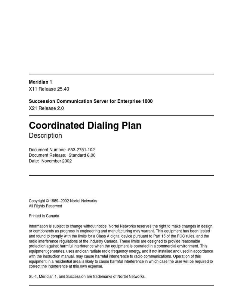 Meredian 1 Coordinated Dial Plan | Download Free PDF | Telephone ...