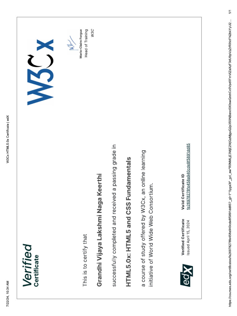 HTML Certificate | PDF