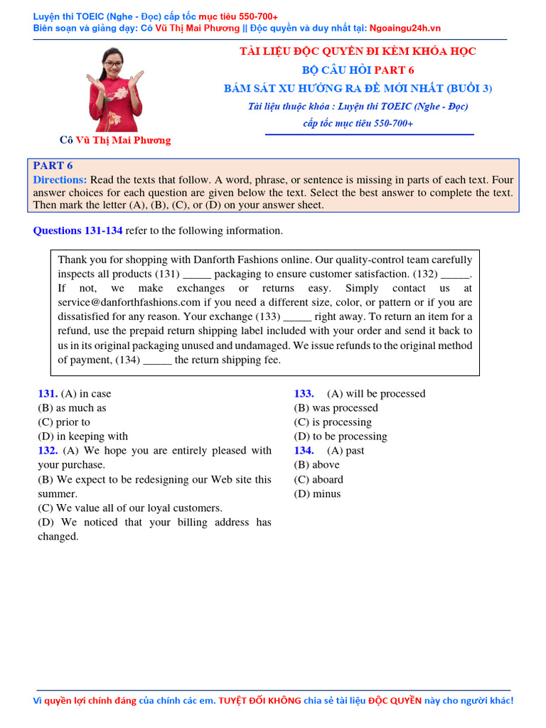 Covumaiphuongtailieudocquyen - Bocauhoipart6bamsatxuhuongrademoinhatbuoi3 Ets2022 De03 | PDF