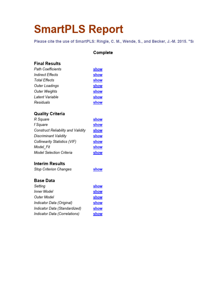Latihan-pls | PDF | Coefficient Of Determination | Validity (Statistics)