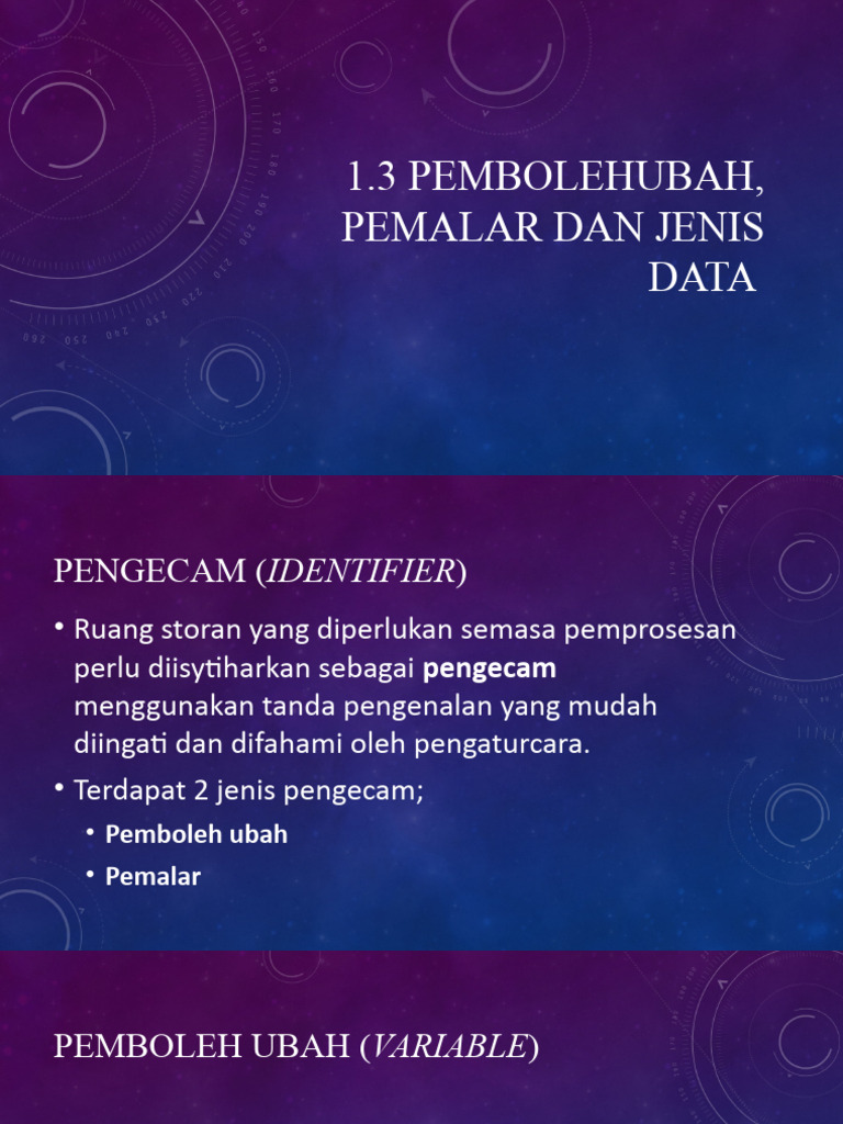 1.3 Pembolehubah, Pemalar, Jenis Data | PDF