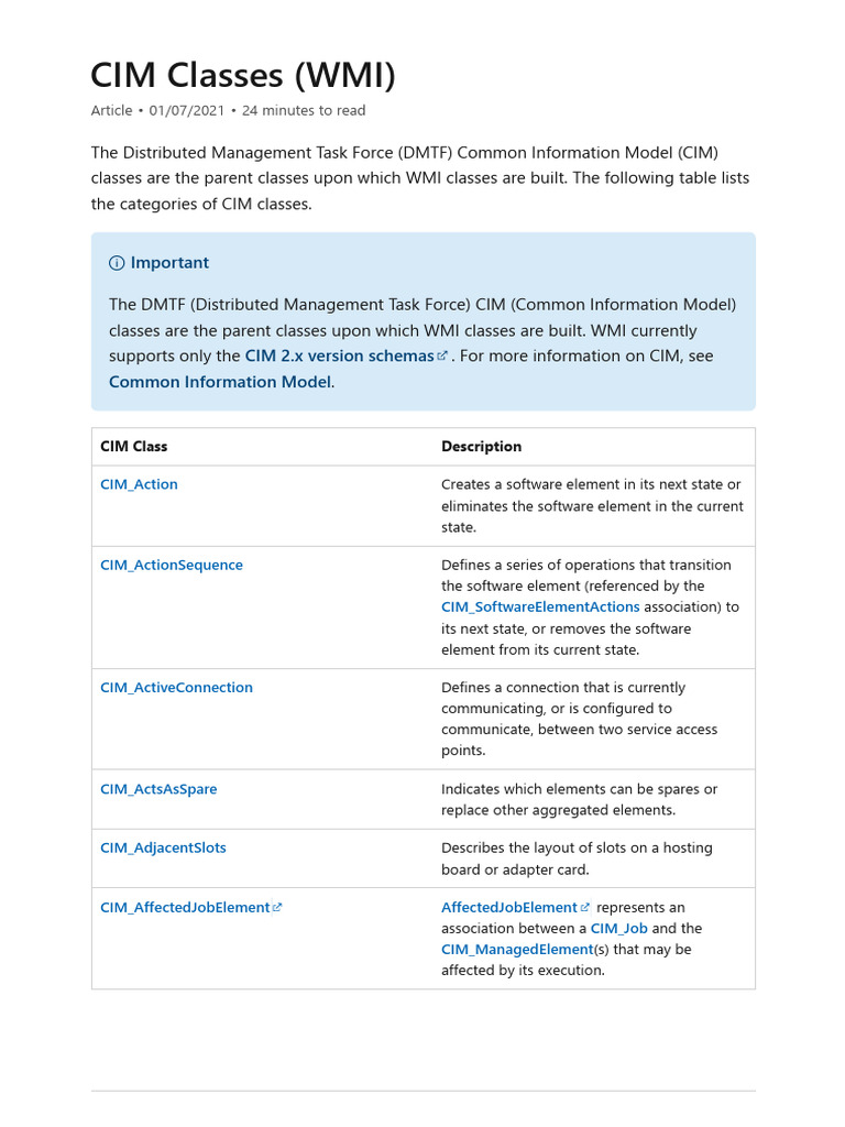 CIM Classes (WMI) | PDF | Computer Data Storage | Computer File