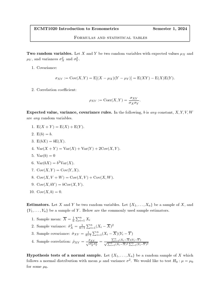 ECMT1020 | PDF | F Test | Regression Analysis