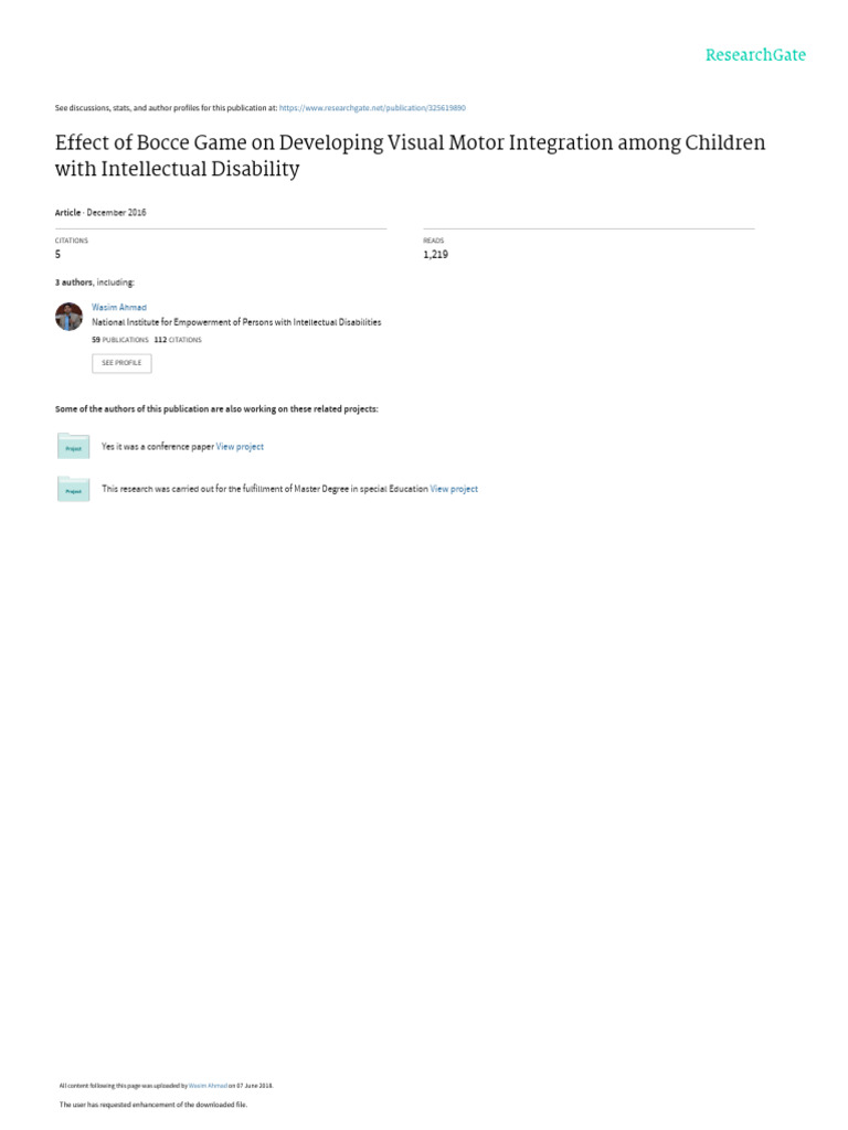 Effectof Bocce Gameon Developing Visual Motor Integrationamong ...
