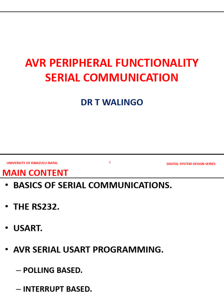 AVR Serial Communication Basics | PDF | Bit Rate | Electronics