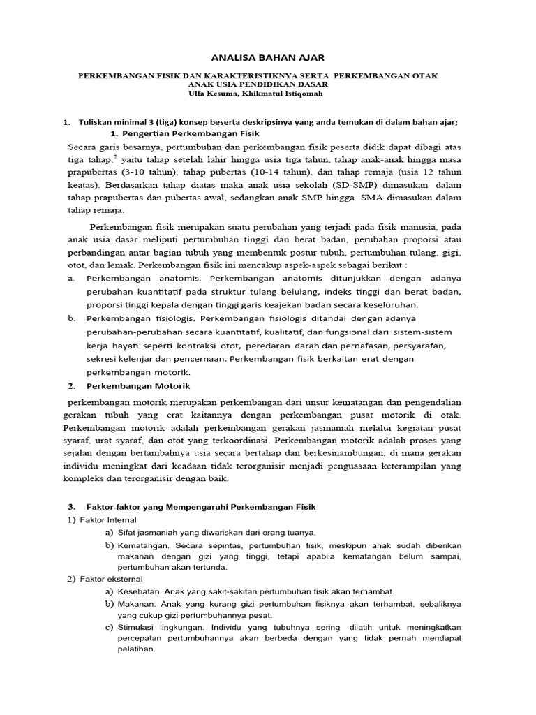 Siti Mudrika Analisis Bahan Ajar Modul 7 | PDF | Pengembangan Diri