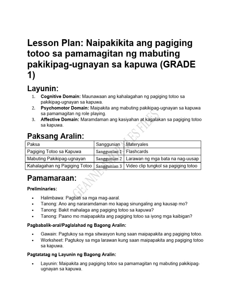 Maunawaan ang kahalagahan ng pagiging totoo sa pakikipag-ugnayan sa kapuwa | PDF