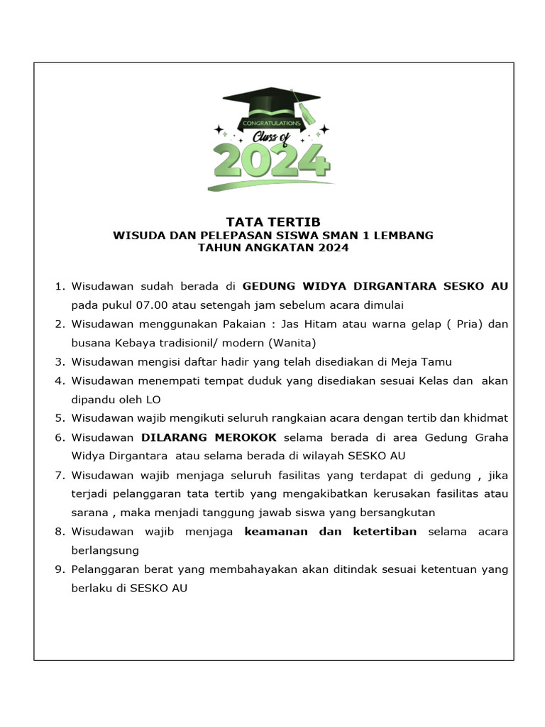 Tata Tertib Wisuda 2024 - 2 | PDF