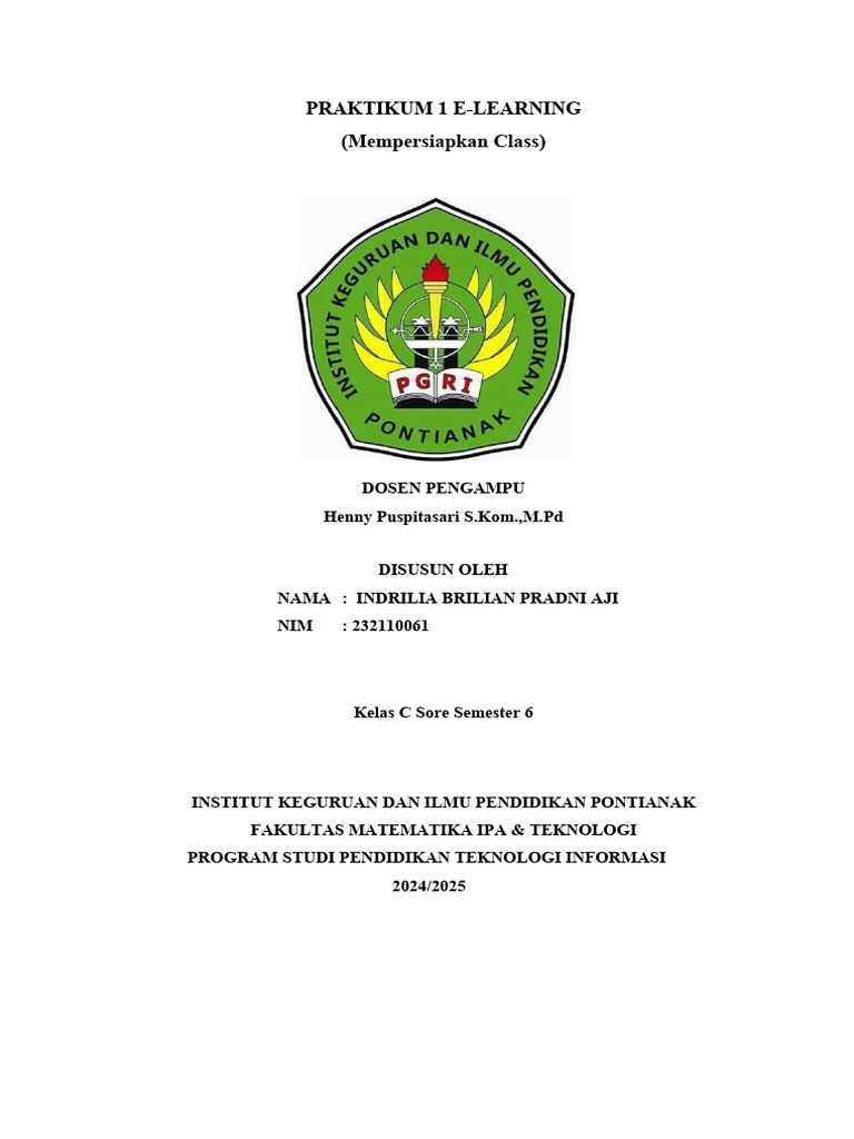 Laporan Praktikum 1 E-Learning | PDF | Karier & Perkembangan | Seni