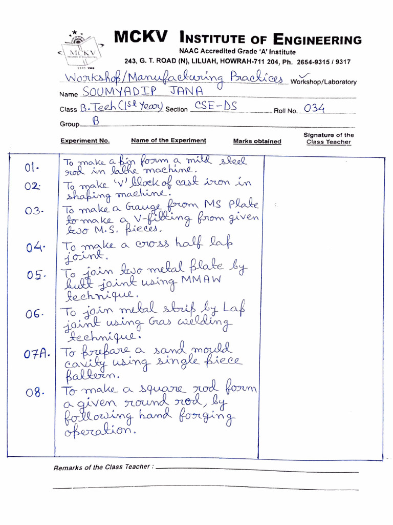 Engineering Workshop Experiment Report | PDF