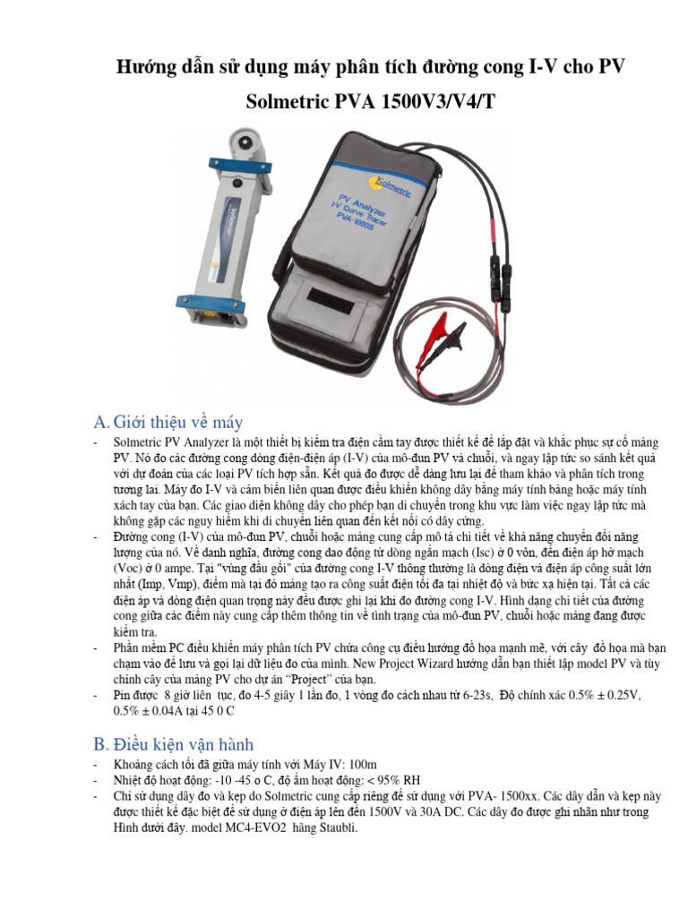 HDSD Solmetric PVA 1500 | PDF