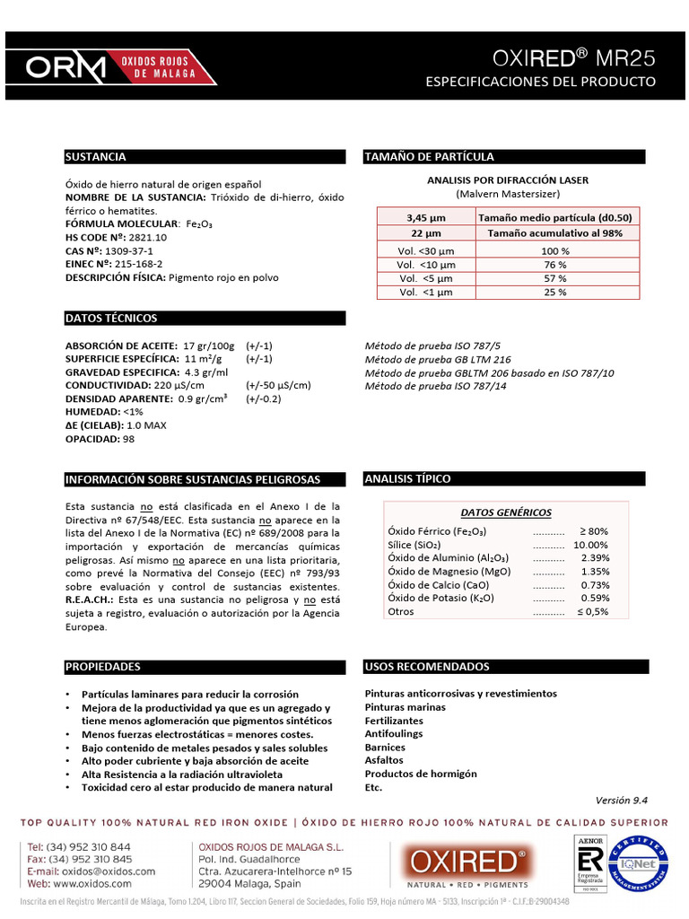 ES OXIRED MR25 v9.4 | PDF | Hierro