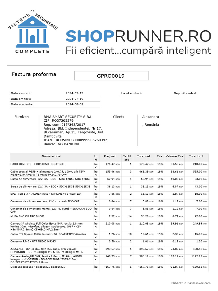 Proforma Invoice for Security Equipment | PDF
