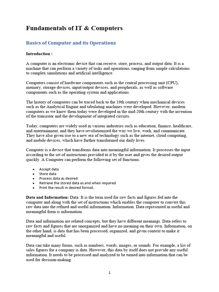Fundamentals of IT & Computers 25 | PDF | Binary Coded Decimal | Personal Computers