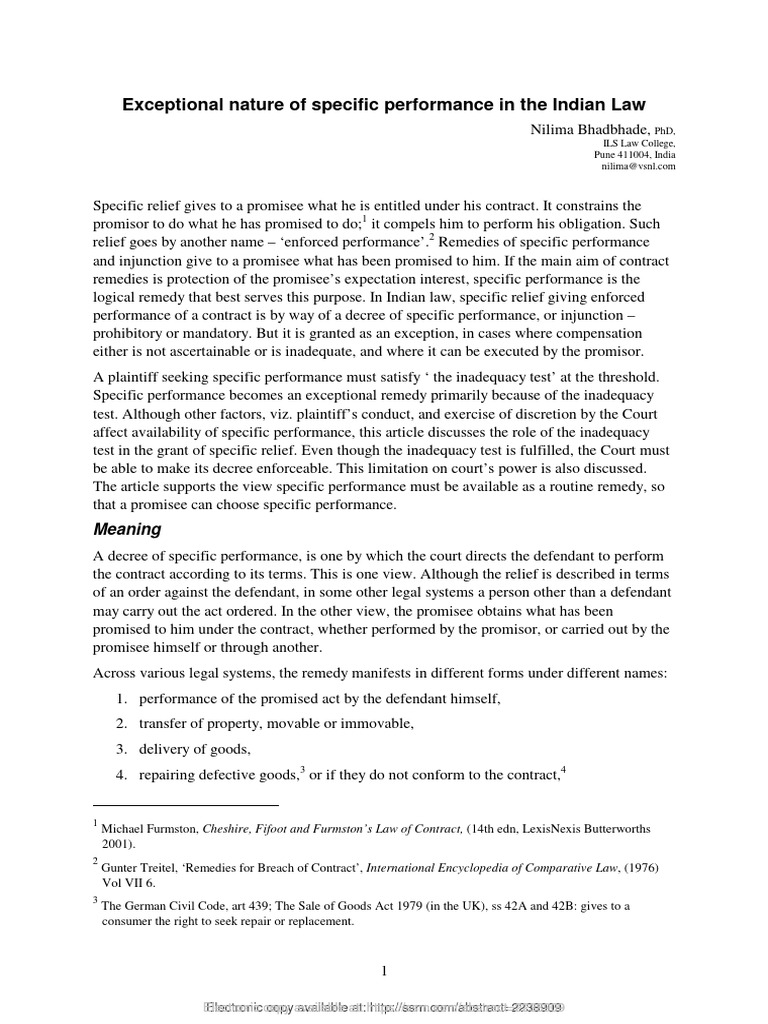 Nilima Bhadbade | PDF | Legal Remedy | Specific Performance