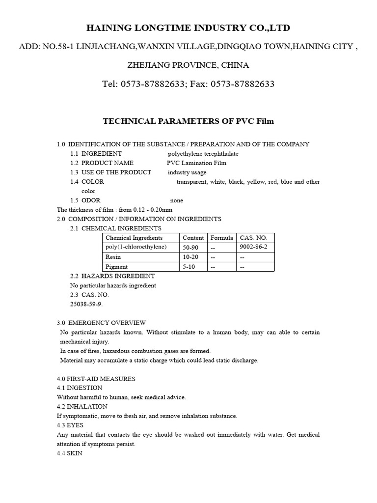 PVC Film: Industrial Use Guide | PDF | Fires | Waste Management