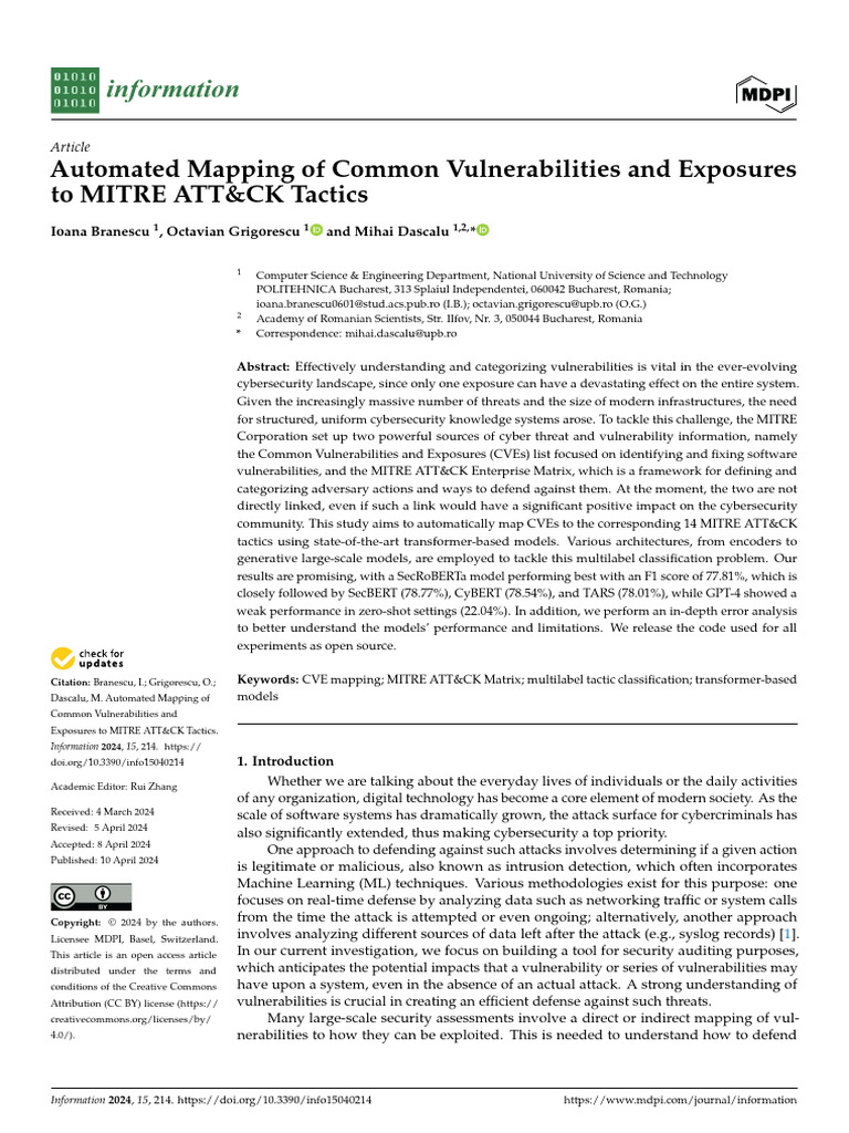Automated Mapping of Common Vulnerabilities and Ex | PDF | Machine Learning | Artificial ...