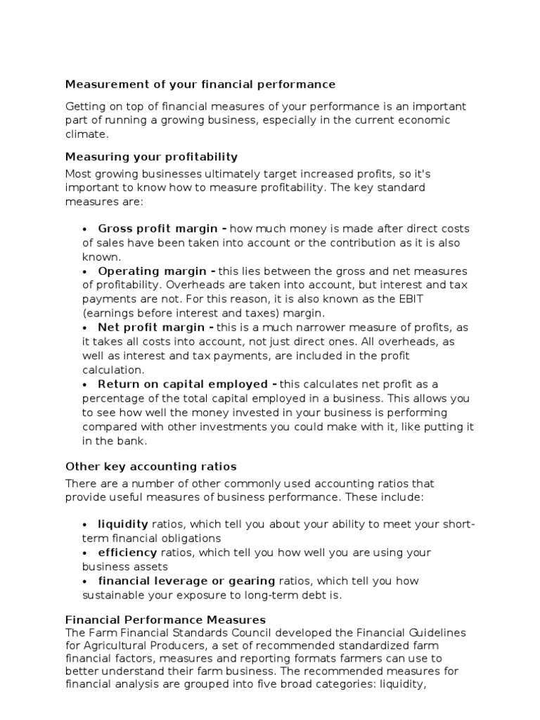 Financial Performance Measures | Download Free PDF | Financial Capital ...