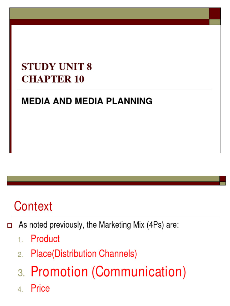 BMAR213 SU 8 Part 2 Media and Media Planning | PDF | Mass Media | Marketing