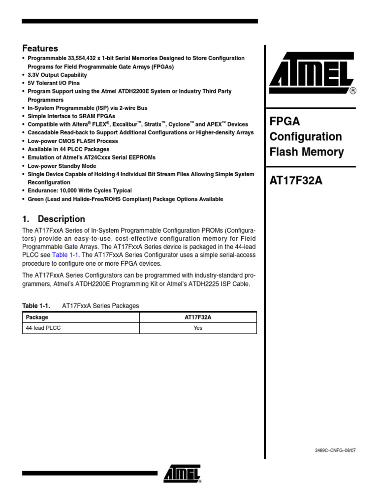 AT17F32A | PDF | Field Programmable Gate Array | Digital Technology