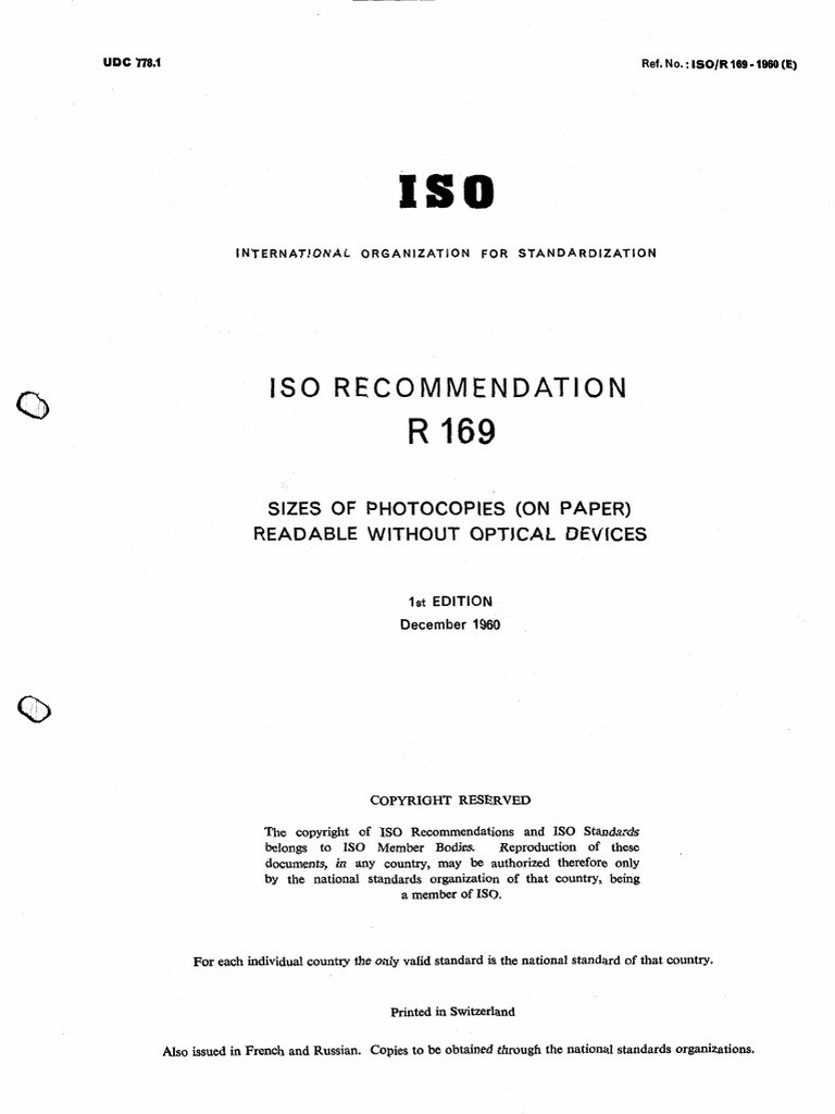 ISO R 00169-1960 scan | PDF