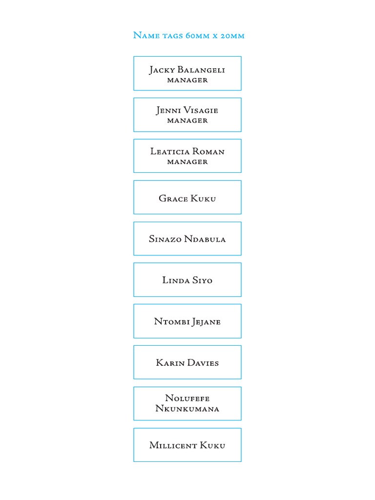 Name Tags Out | PDF