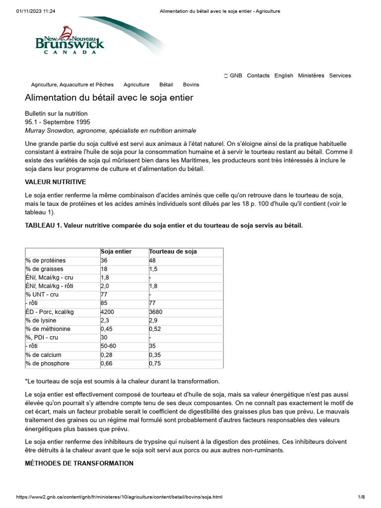 Alimentation Du Bétail Avec Le Soja Entier - Agriculture | PDF | Soja ...