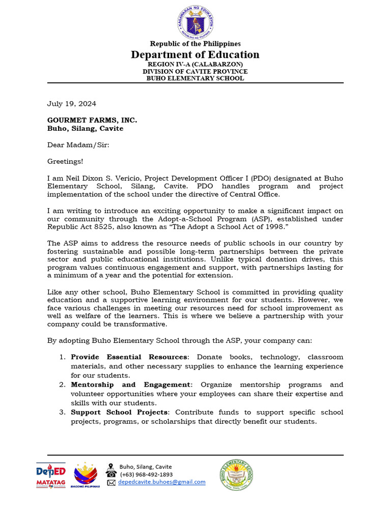 ASP Proposal Letter BES | PDF | Mentorship | Taxes