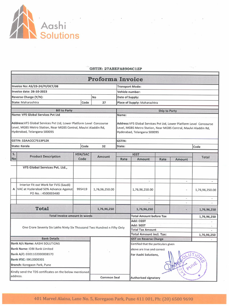 VFS Proforma | PDF